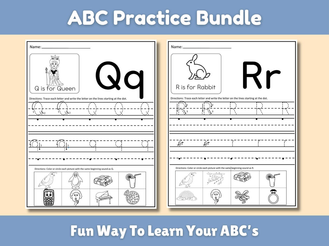 Alphabet Practice Bundle Letter Tracing Sheets Learn Letter Sounds ...