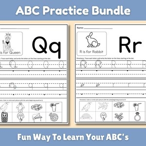 Alphabet Practice Bundle Letter Tracing Sheets Learn Letter Sounds ...