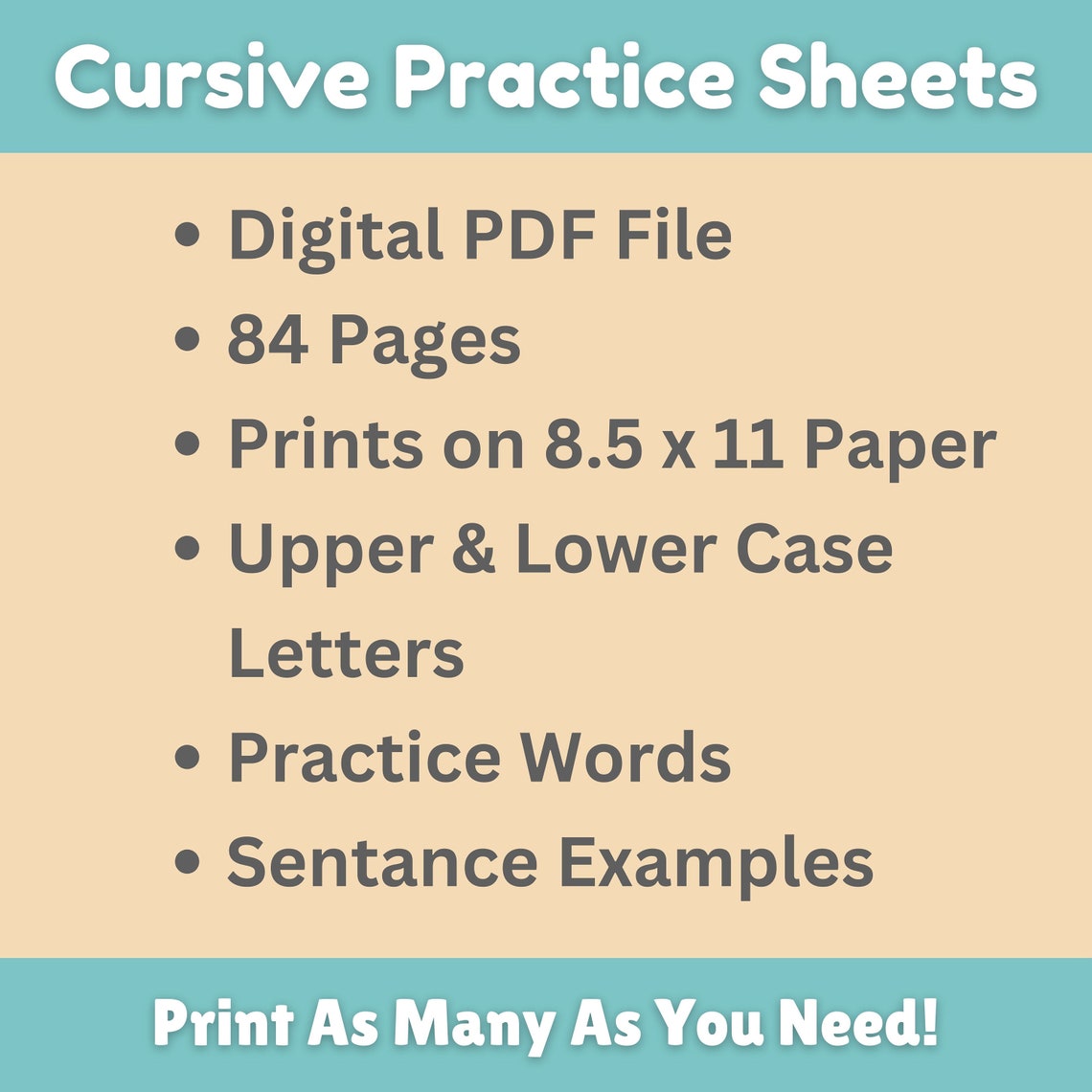 Printable Cursive Handwriting Practice Sheets Cursive Word Practice ...