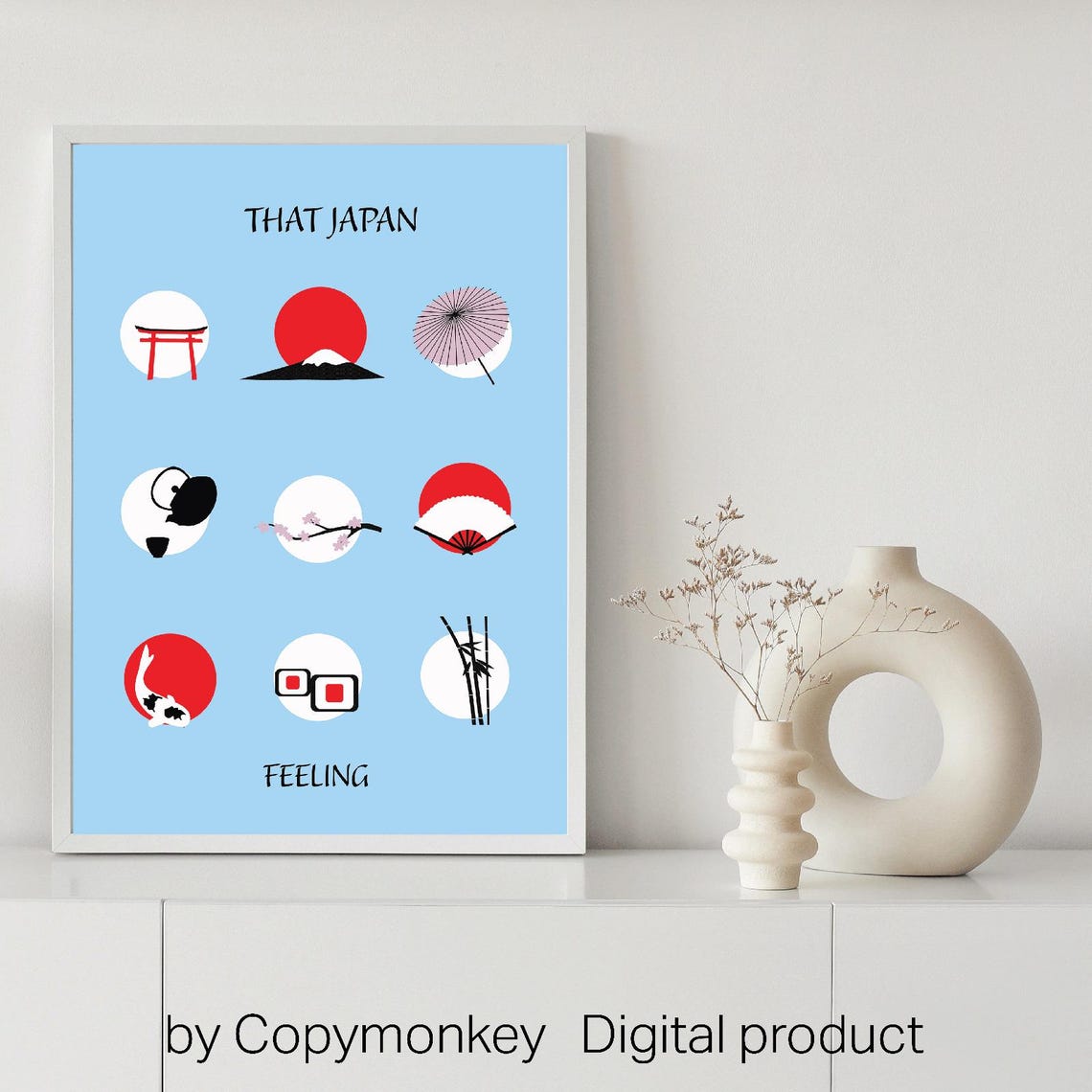 Japanese Themed Poster, Japan Themed Illustrations, Modern, Minimalist ...