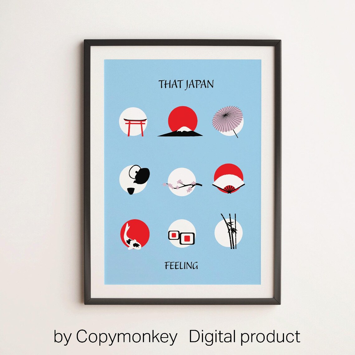 Japanese Themed Poster, Japan Themed Illustrations, Modern, Minimalist ...