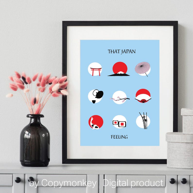 Japanese Themed Poster, Japan Themed Illustrations, Modern, Minimalist ...