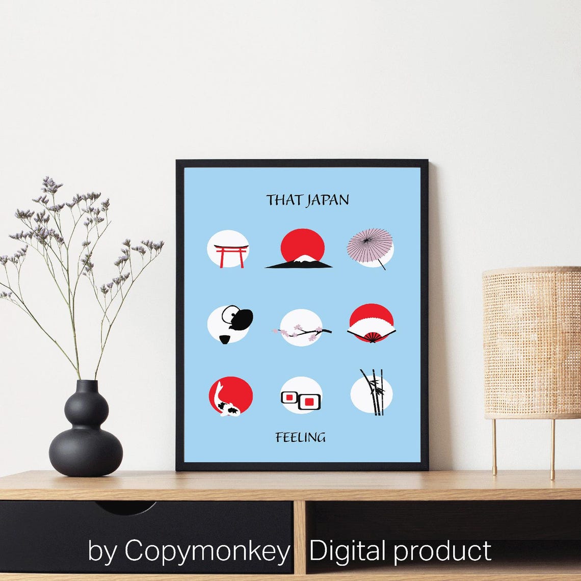 Japanese Themed Poster, Japan Themed Illustrations, Modern, Minimalist ...