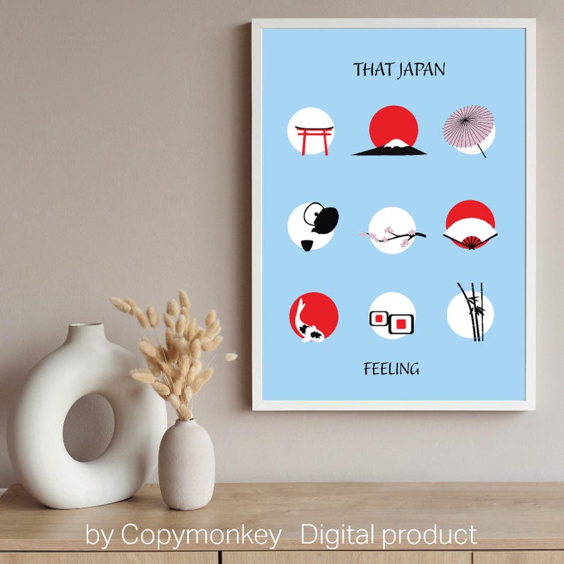 Japanese Themed Poster, Japan Themed Illustrations, Modern, Minimalist ...