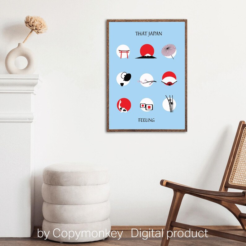 Japanese Themed Poster, Japan Themed Illustrations, Modern, Minimalist ...
