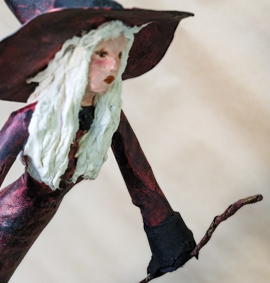 Dark Mysterious Strange Beautiful Witchy Woman Handmade Paper Mache ...