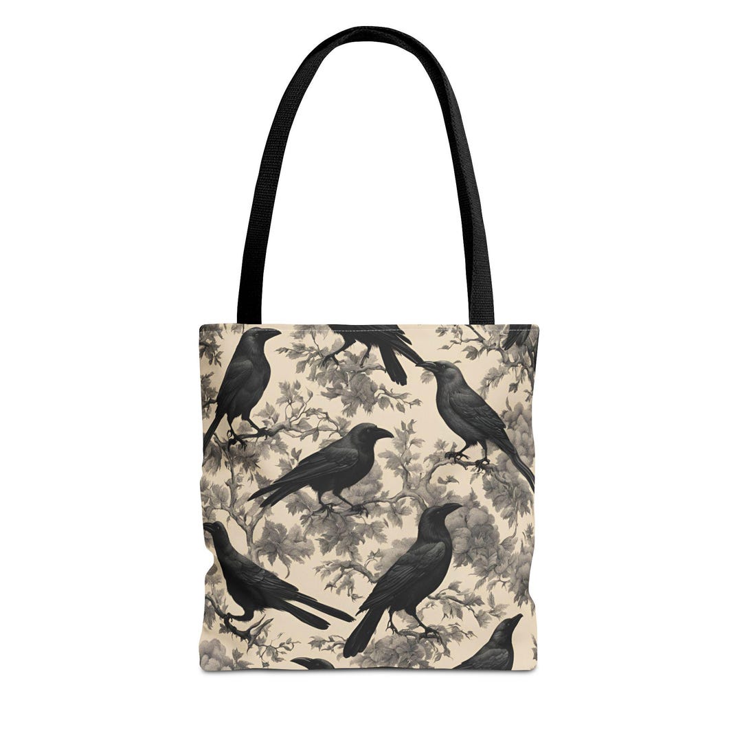 Vintage Crow Tote Bag, Eco-friendly Shopping Bag, Black Bird Bag ...