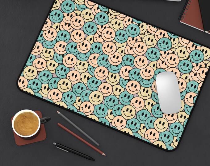 Desk Mat, Cute Office Decor, Cute Desk Pad, Smiley Face Office Decor ...