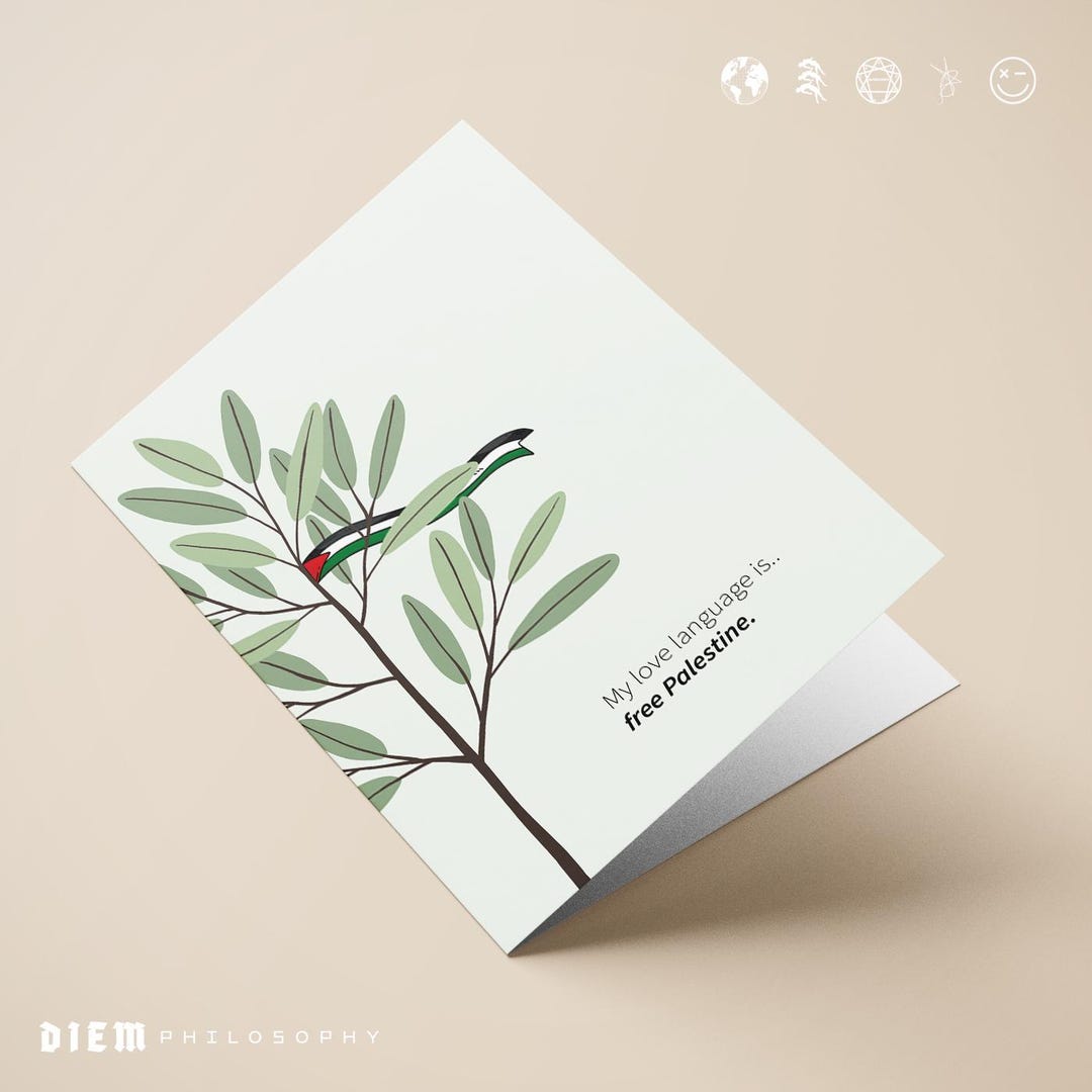 My Love Language is Free Palestine | Olive Tree | Arabic Greeting Card ...