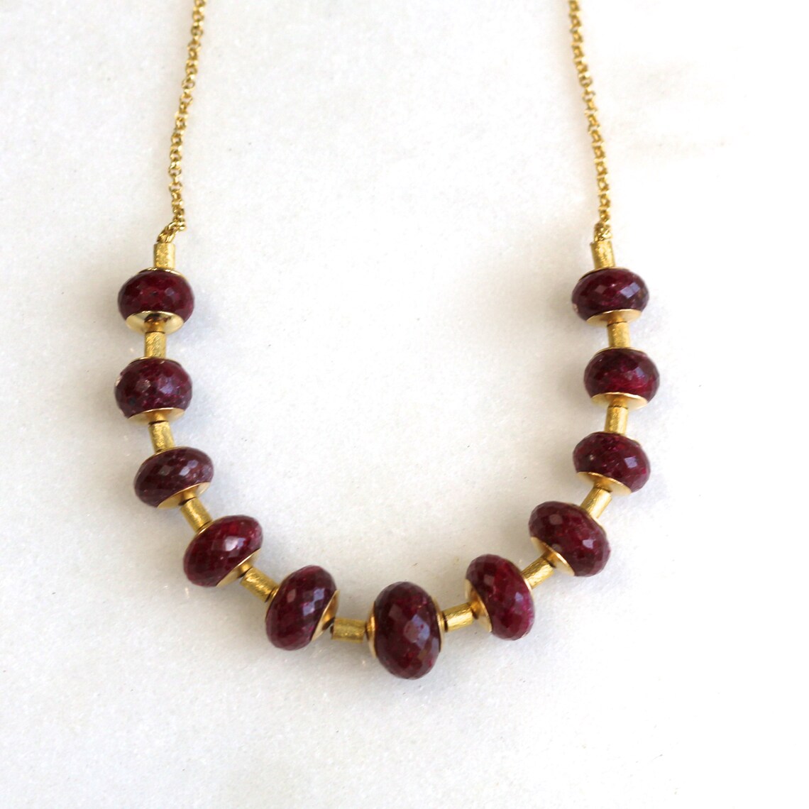 Gorgeous Ruby Necklace 22kg Vermeil Modern Ruby Necklace - Etsy