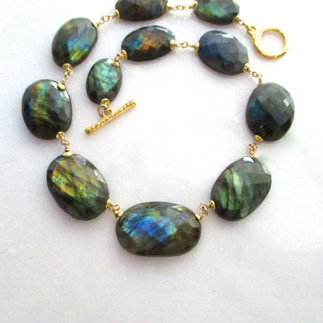 Magnificent Labradorite Necklace, Intensely Multi-hued Labradorite ...