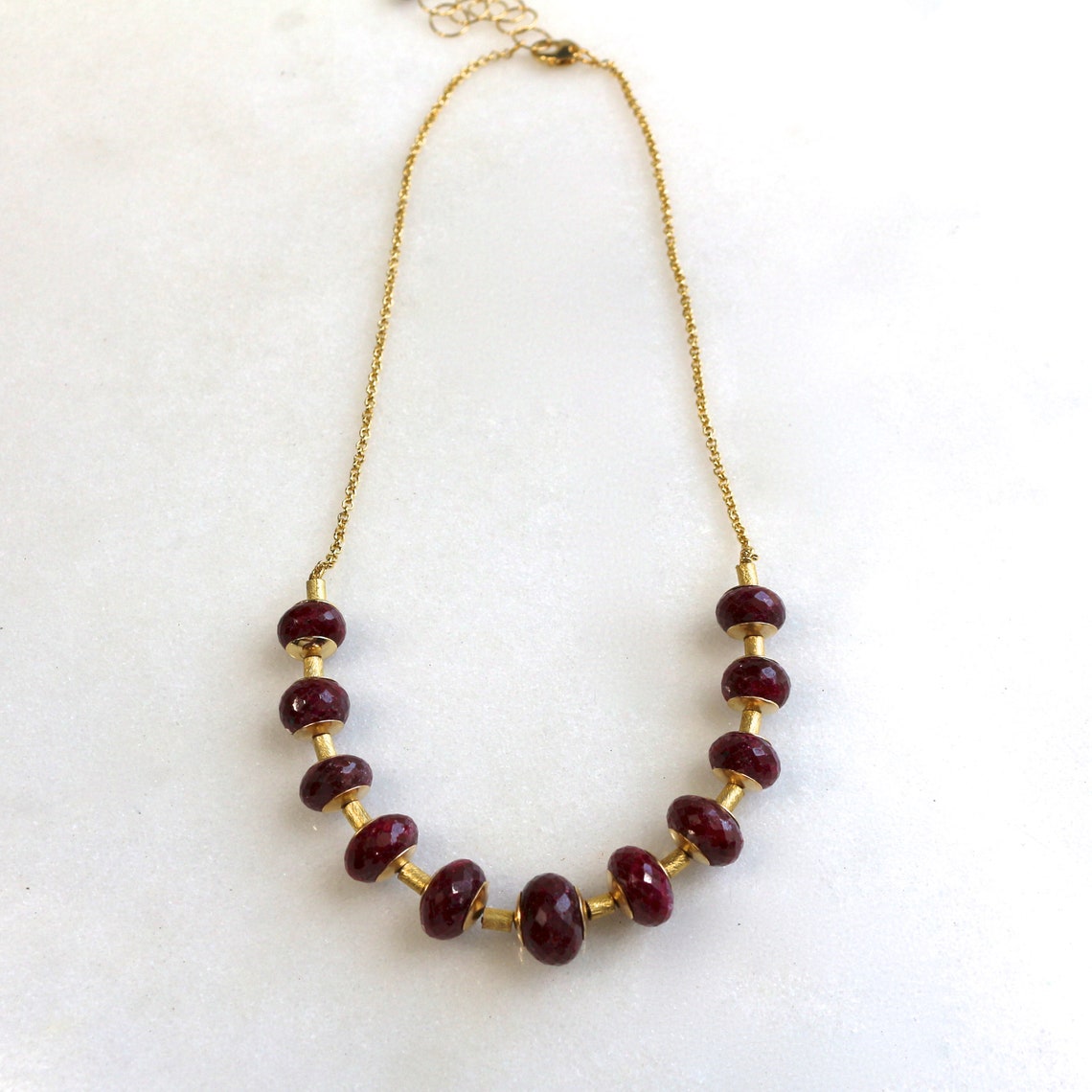 Gorgeous Ruby Necklace 22kg Vermeil Modern Ruby Necklace - Etsy