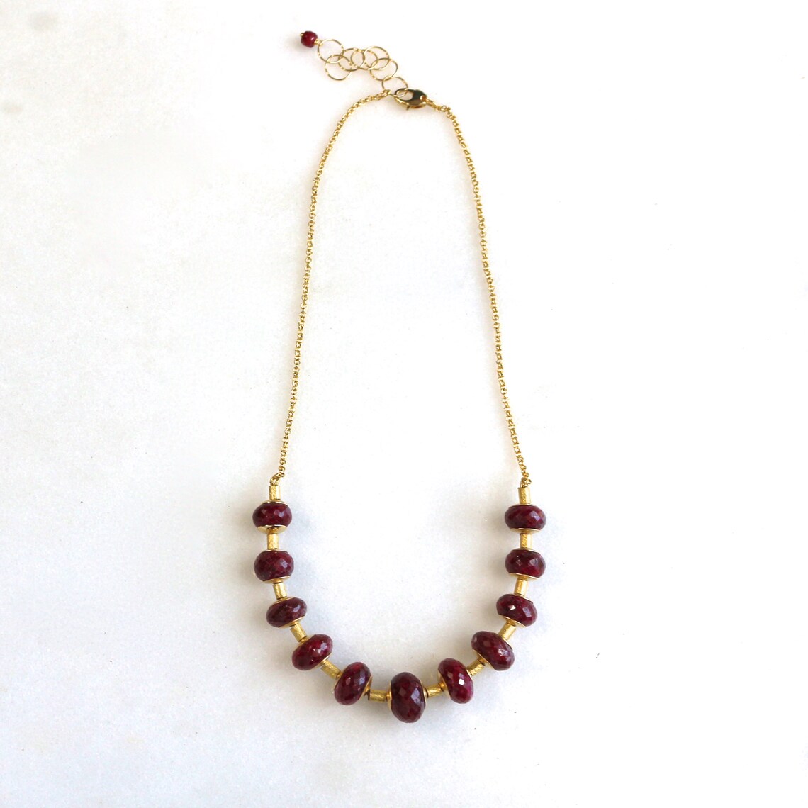 Gorgeous Ruby Necklace 22kg Vermeil Modern Ruby Necklace - Etsy