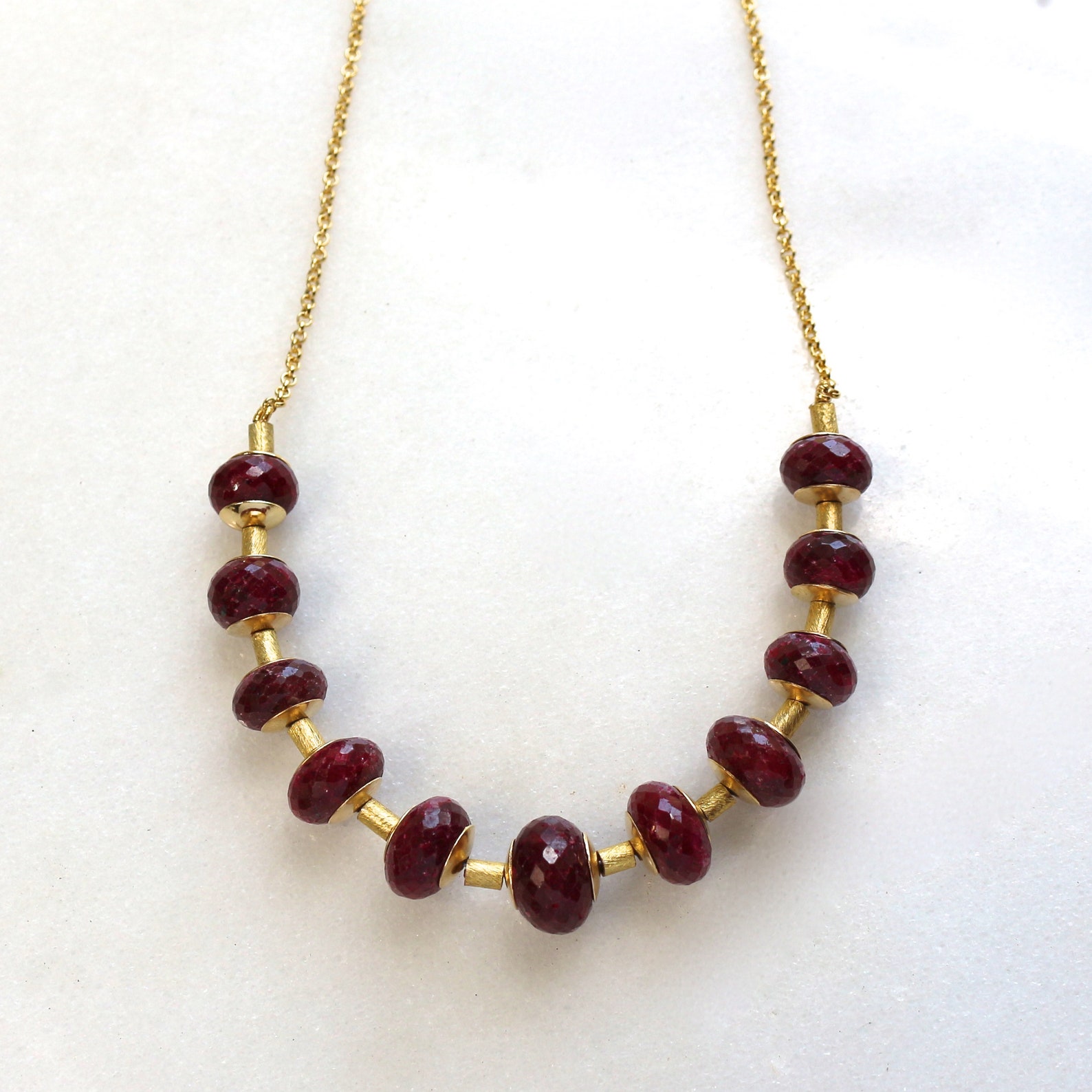 Gorgeous Ruby Necklace, 22kg Vermeil, Modern Ruby Necklace, Fine ...
