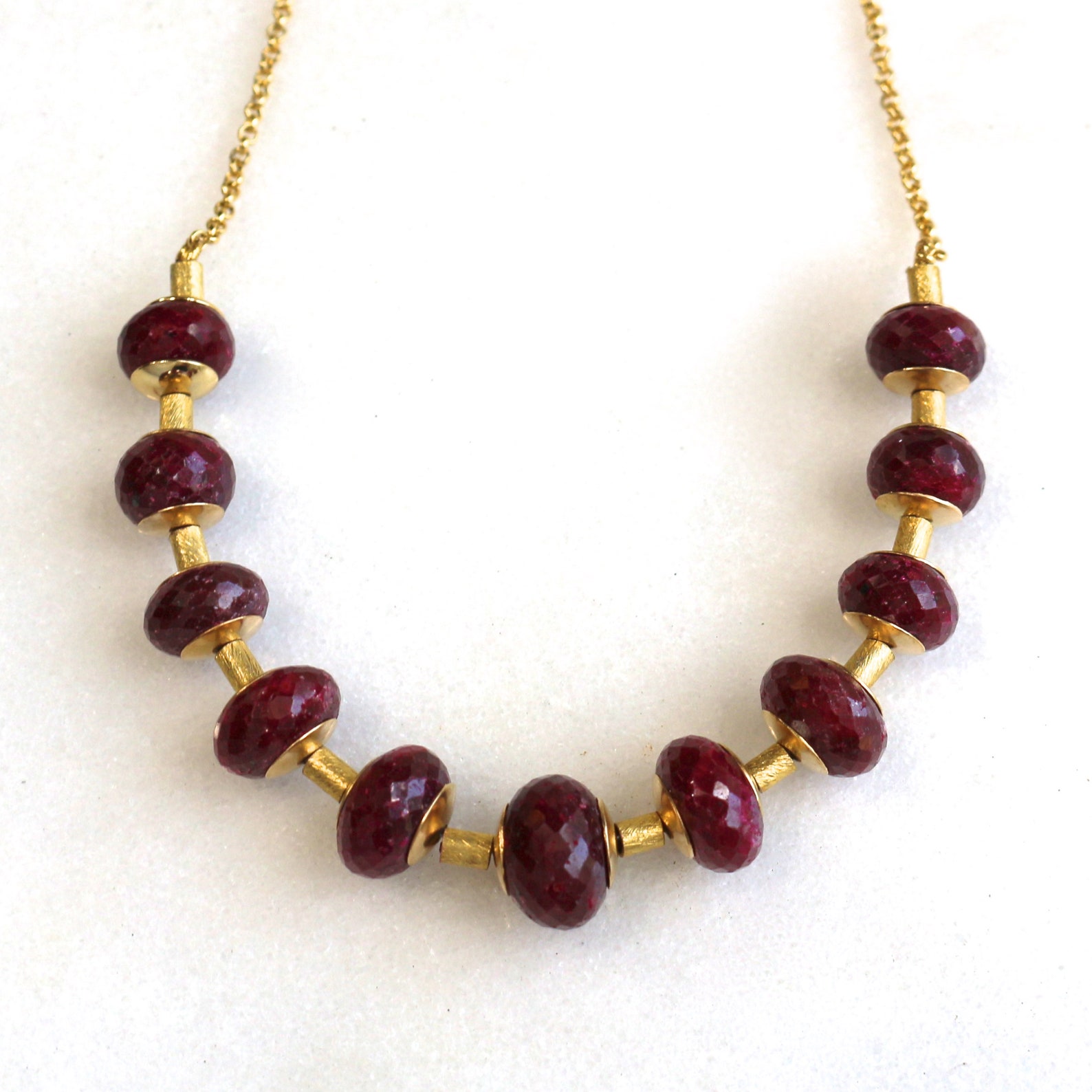 Gorgeous Ruby Necklace 22kg Vermeil Modern Ruby Necklace | Etsy