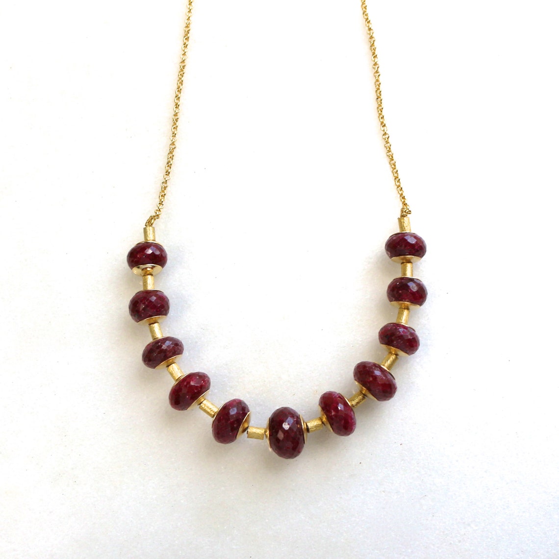 Gorgeous Ruby Necklace 22kg Vermeil Modern Ruby Necklace - Etsy