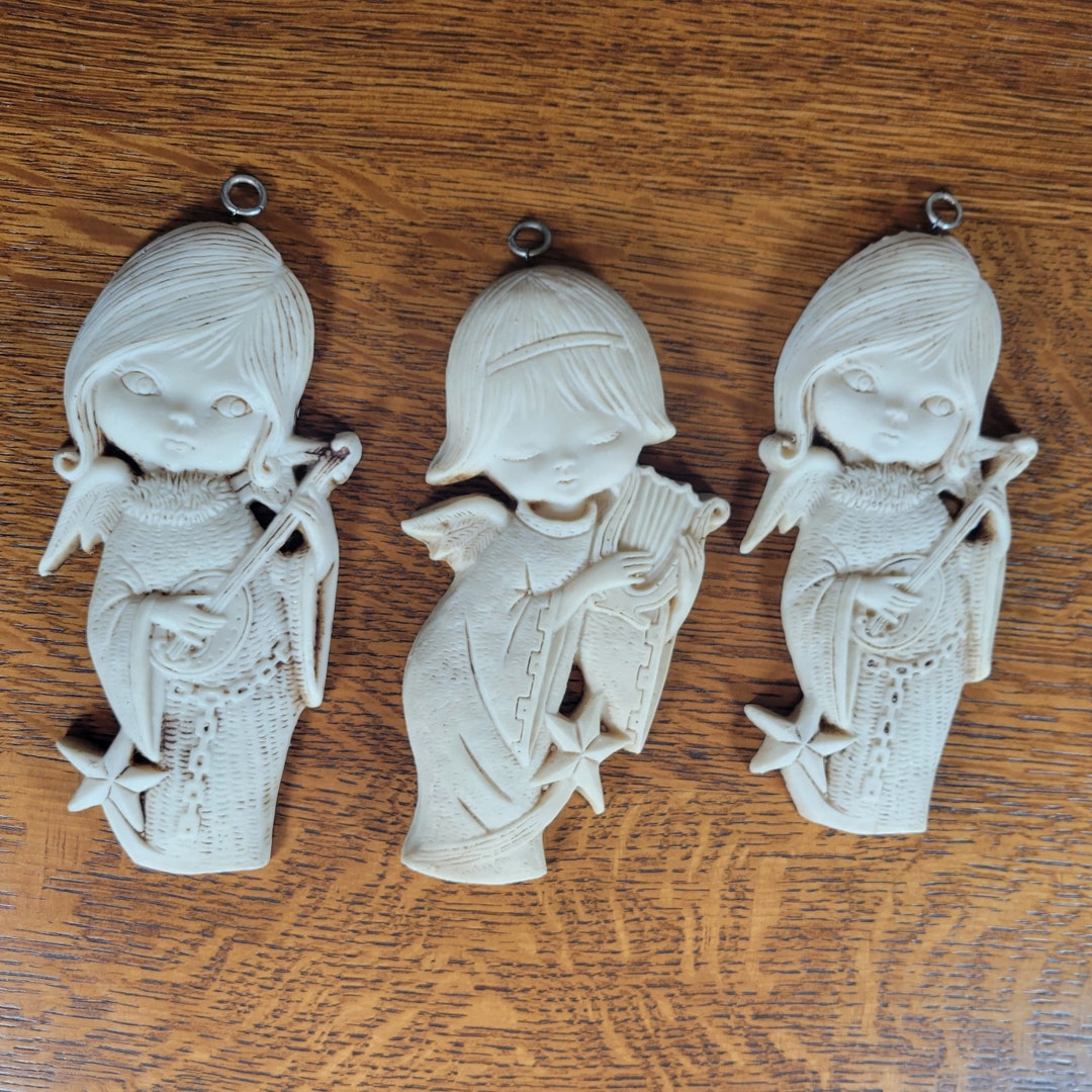 Vintage MCM Angel Trio Wall Hangings: Made in Mexico Christmas Decor - Etsy