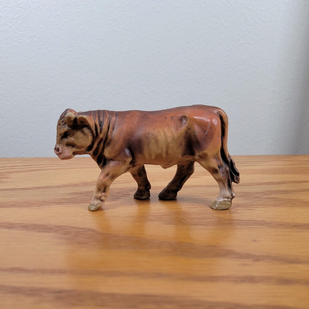 Vintage Cow / Bull / Ox / Oxen Figurine Hard Resin Composite Plastic ...