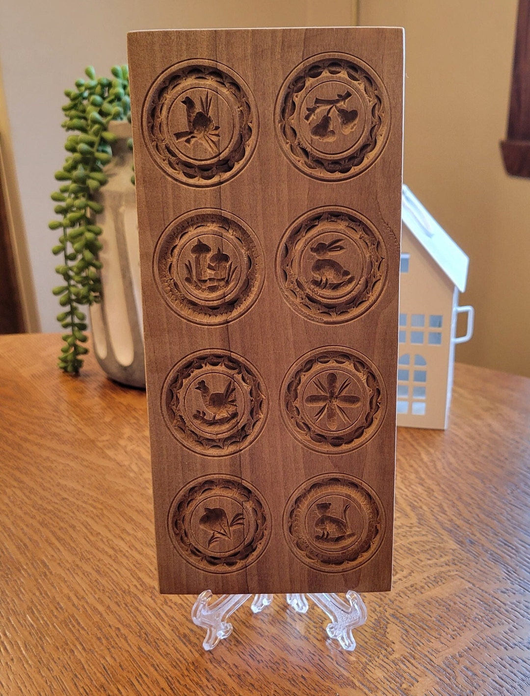 Large Elaborate Vintage Wood Cookie Stamp, Mold, Springerle Form, 8 ...