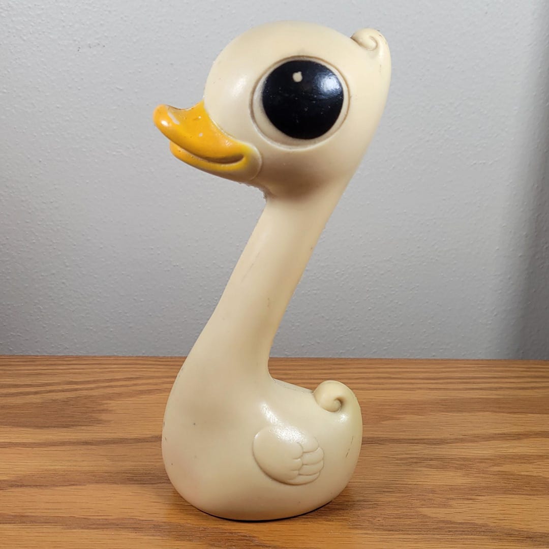 Vintage Rubber SQUEEZE AND SQUEAK Toy - Long Neck Plakie Baby Duck ...