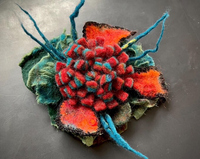 Wool Felt and Textile Poppy Pin Handmade by Lori Lochner Artisan ...