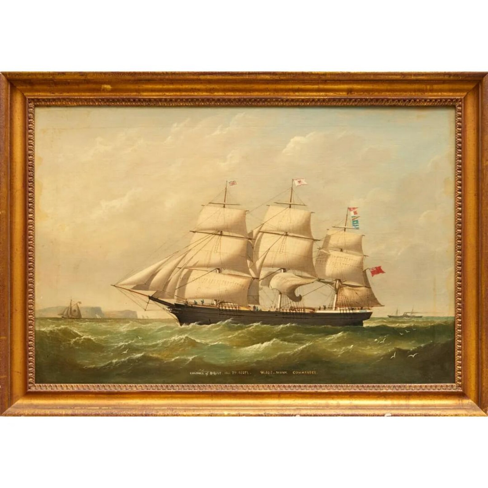 Antique Original Painting of Sailing Ship by Joseph Semple of Belfast ...