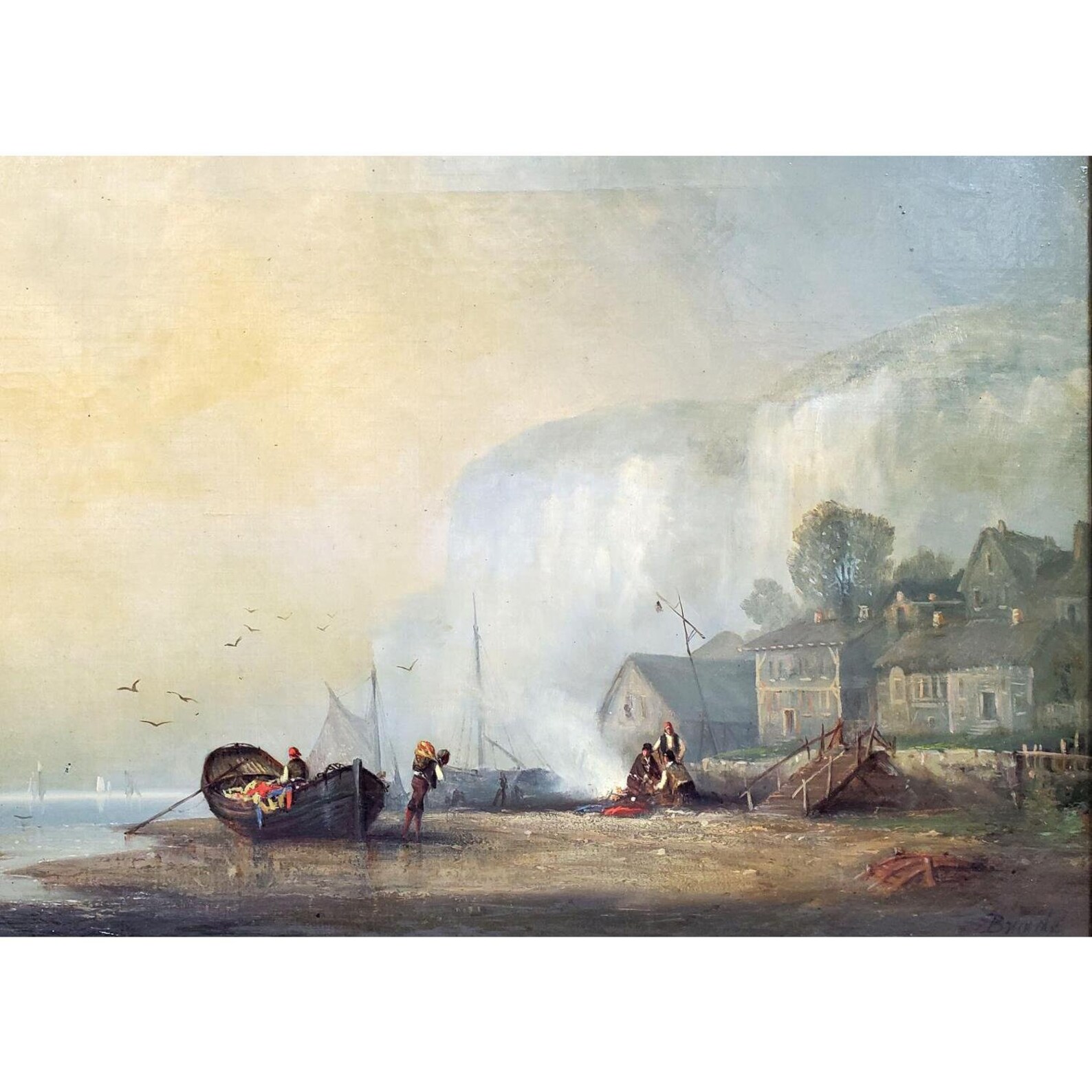 Atmospheric Original Oil Painting of Coastal Scene in Southern Italy by ...