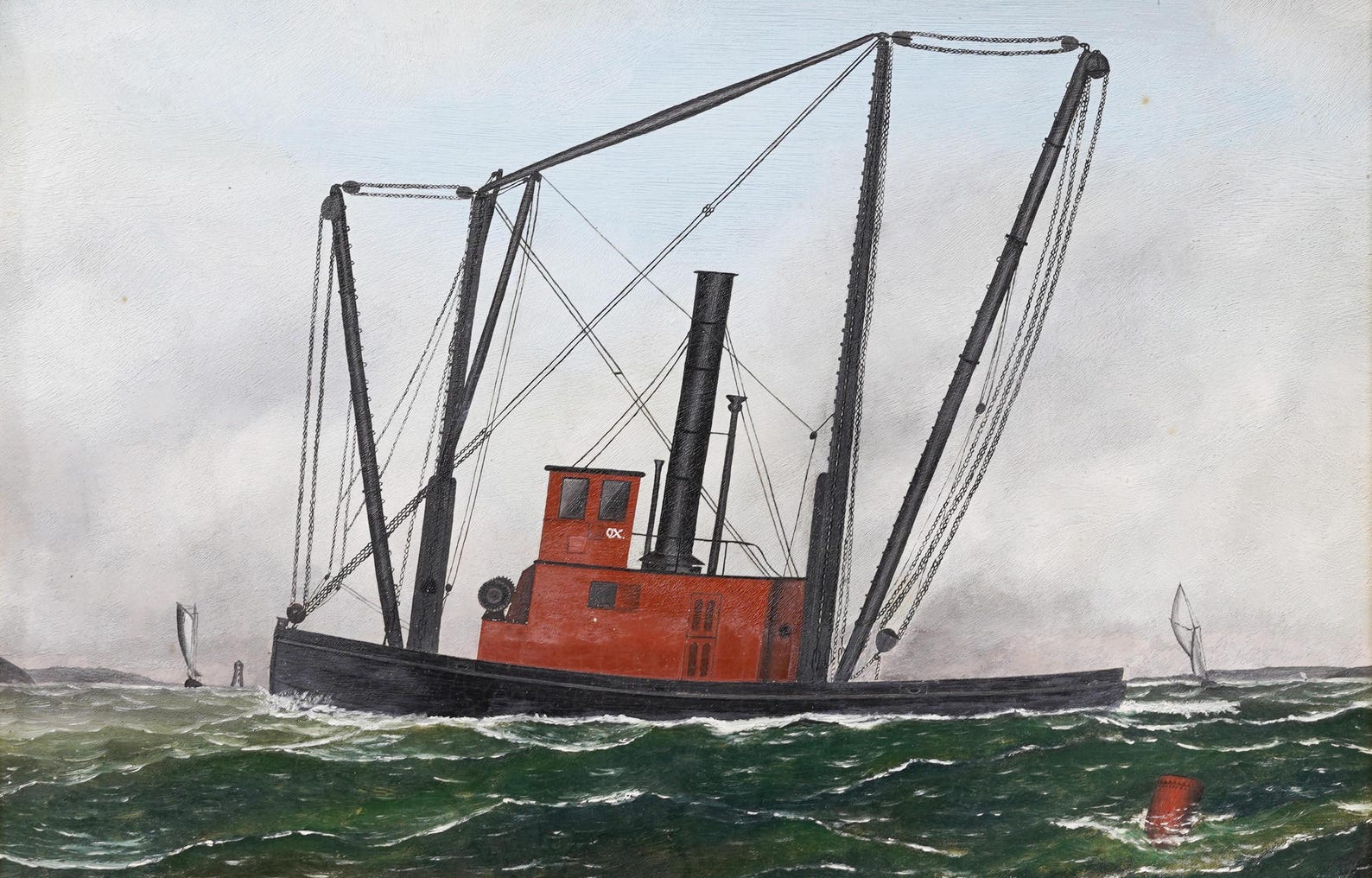 Rare Original Oil Painting of a Steam Trawler With Outriggers for ...