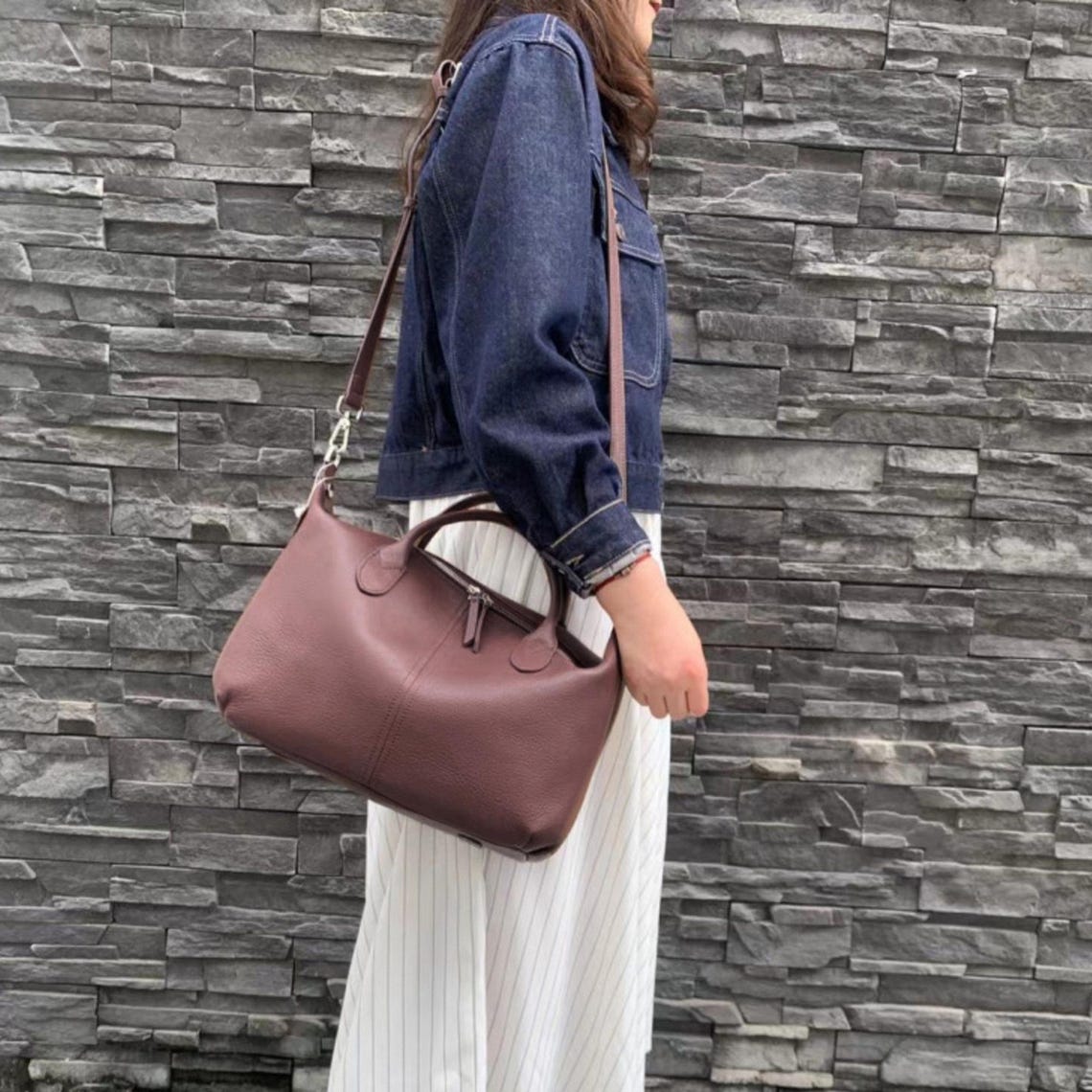 Minimal Handbag,genuine Leather Shoulder Bag,timeless Design Tote Bag ...