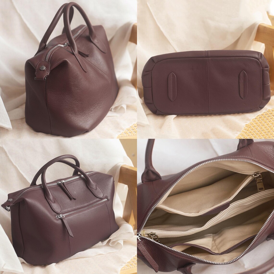 Minimal Handbag,genuine Leather Shoulder Bag,timeless Design Tote Bag ...
