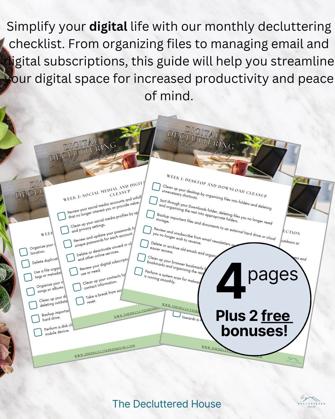 Digital Decluttering Checklist, Home Organization, Spring Cleaning ...