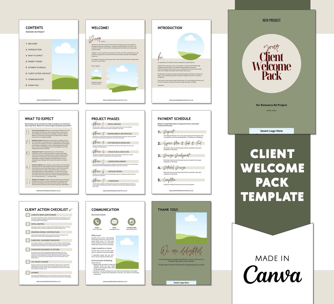 Client Welcome Pack Canva Template Interior Design Welcome Pack ...