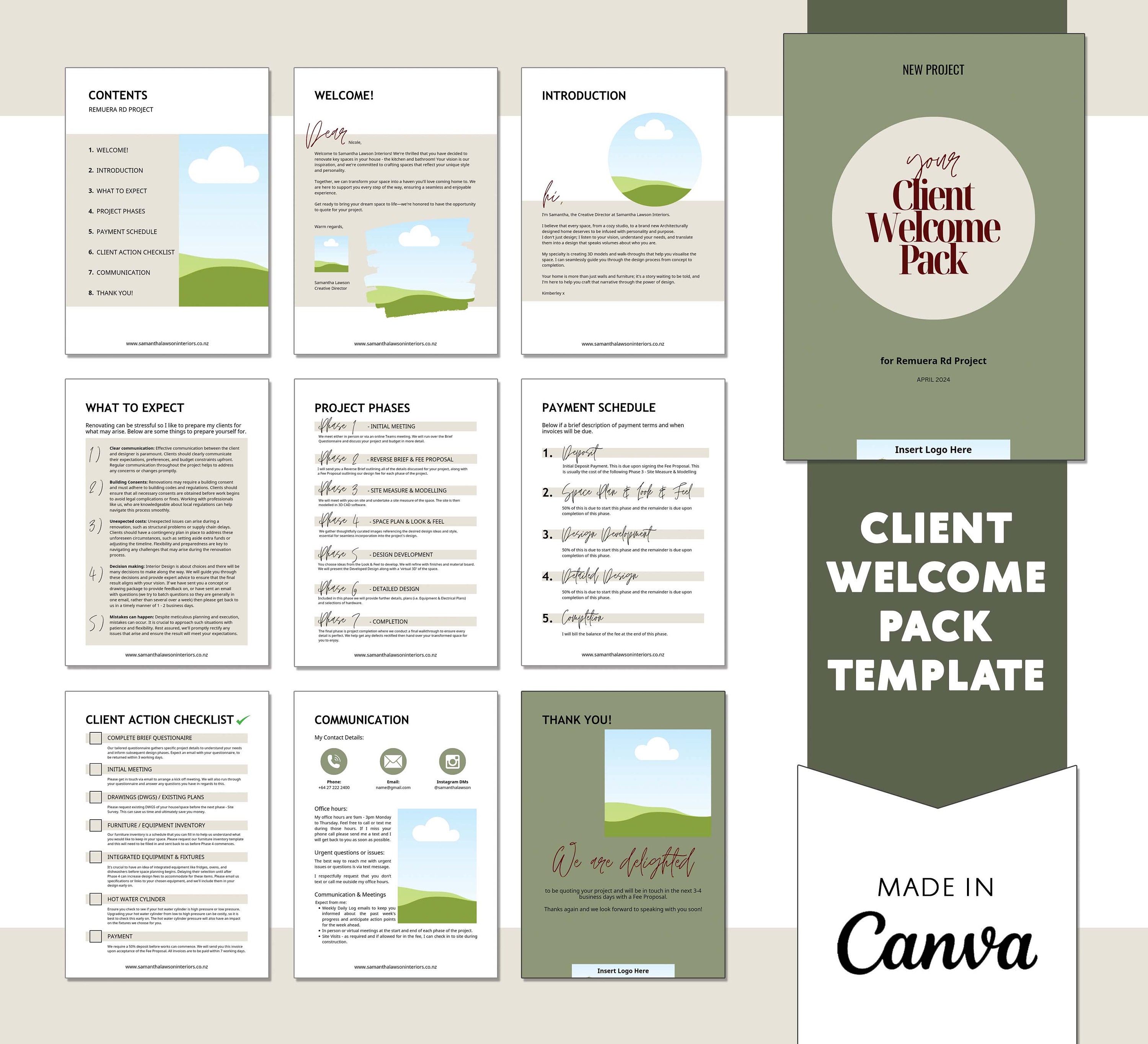 Client Welcome Pack Canva Template Interior Design Welcome Pack ...
