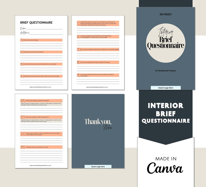 Interior Brief Questionnaire Canva Template Client Interior ...