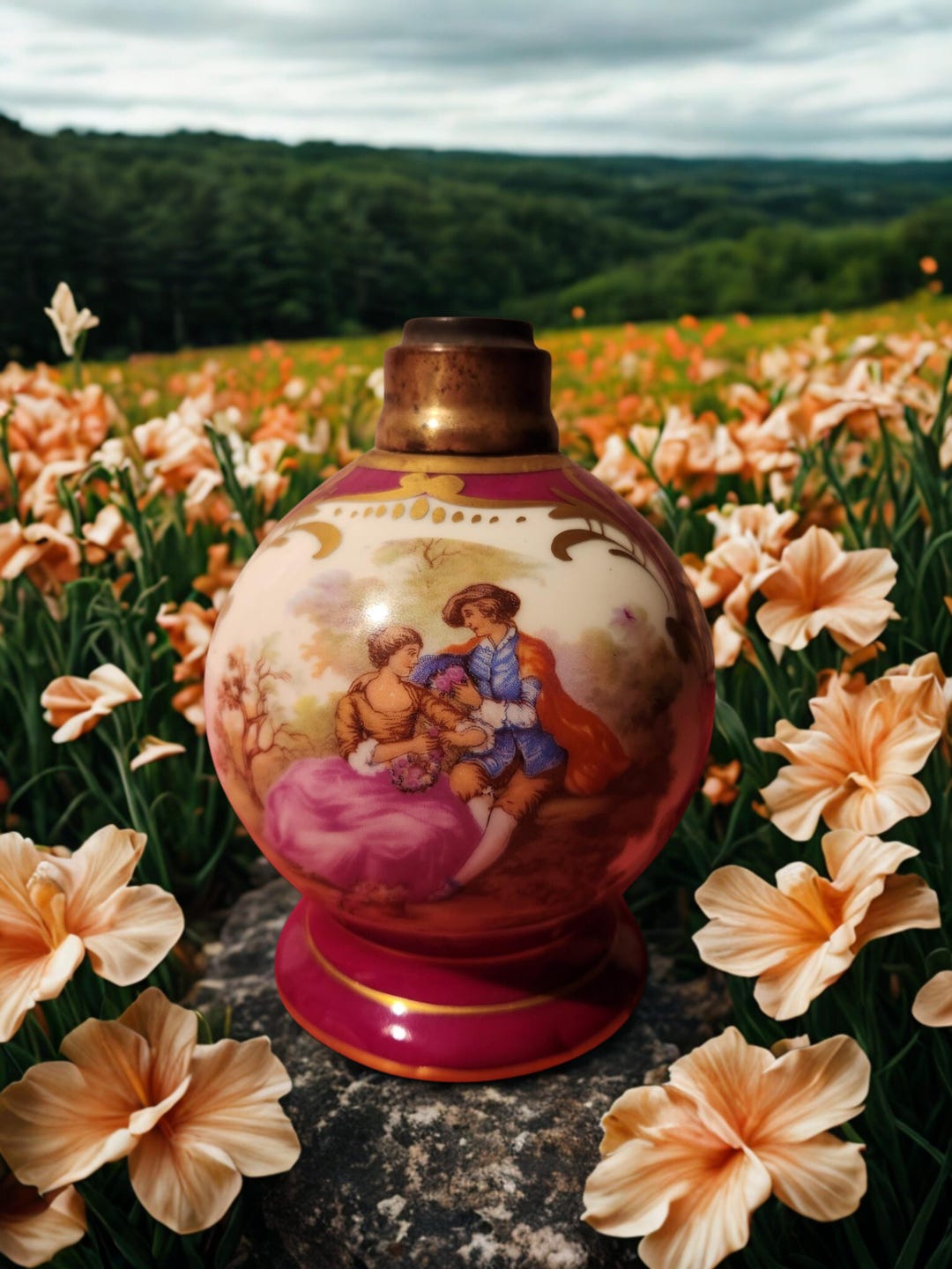 Antique Berger Paris NP Fragonard Lamp Base, Gallant Scene, Porcelain ...