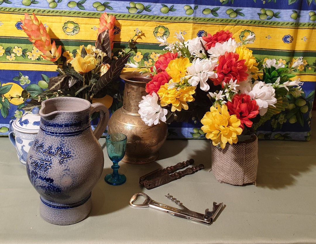 JFP Aubry Blue Stoneware Pitcher 1955 - Etsy