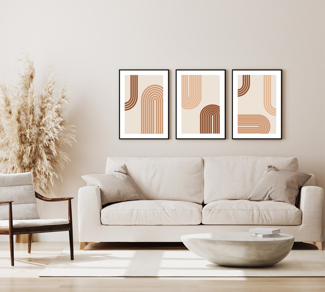 Poster Set, Colorful Posters, 3 Posters, Brown Posters, Abstract Line ...