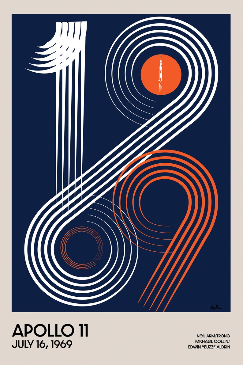 Apollo 11 Poster: NASA Moon Landing Wall Art, Bauhaus Style - Etsy