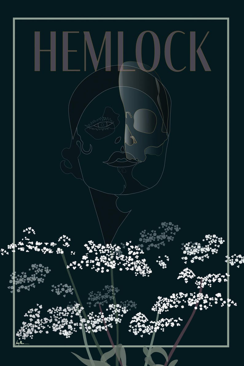 Hemlock Poisonous Plant Poster: Vintage Gothic Art Print (digital ...