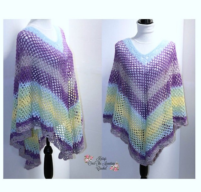 Mesh Poncho Crochet Pattern - Lace Over Brook Poncho - Small to XL - 1x ...