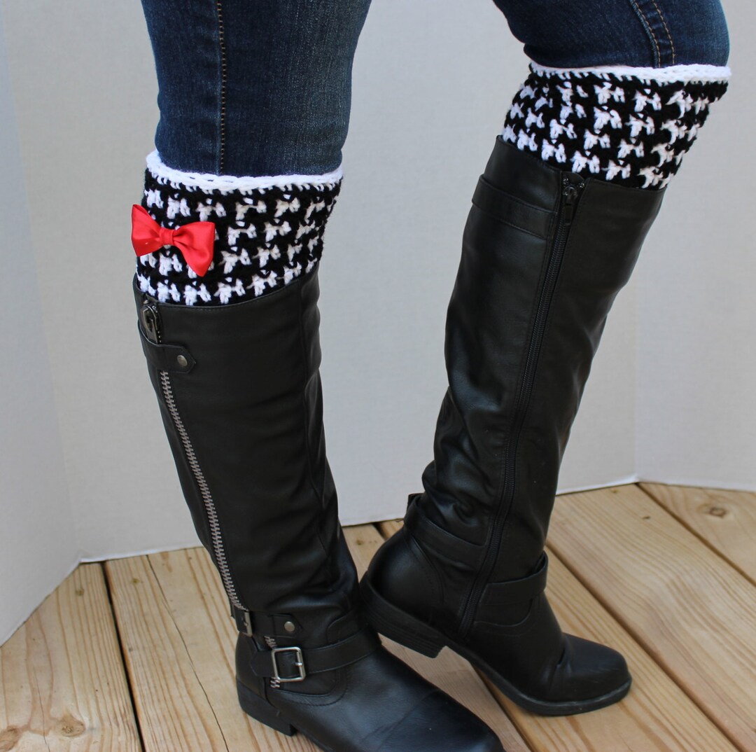 Boot Toppers Crochet Pattern Hounds Tooth Check Boot Cuff Crochet ...
