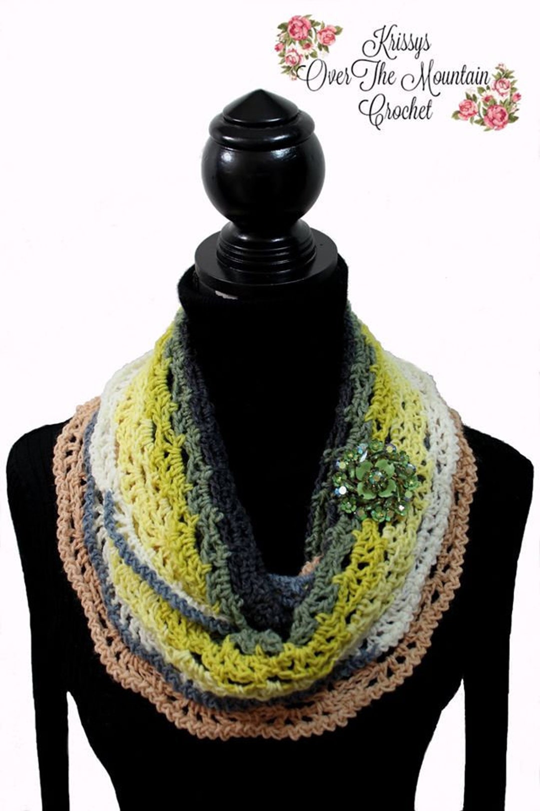 Lace Fan Scarf Crochet Pattern - Striped Colors, Multiple Sizes - Etsy