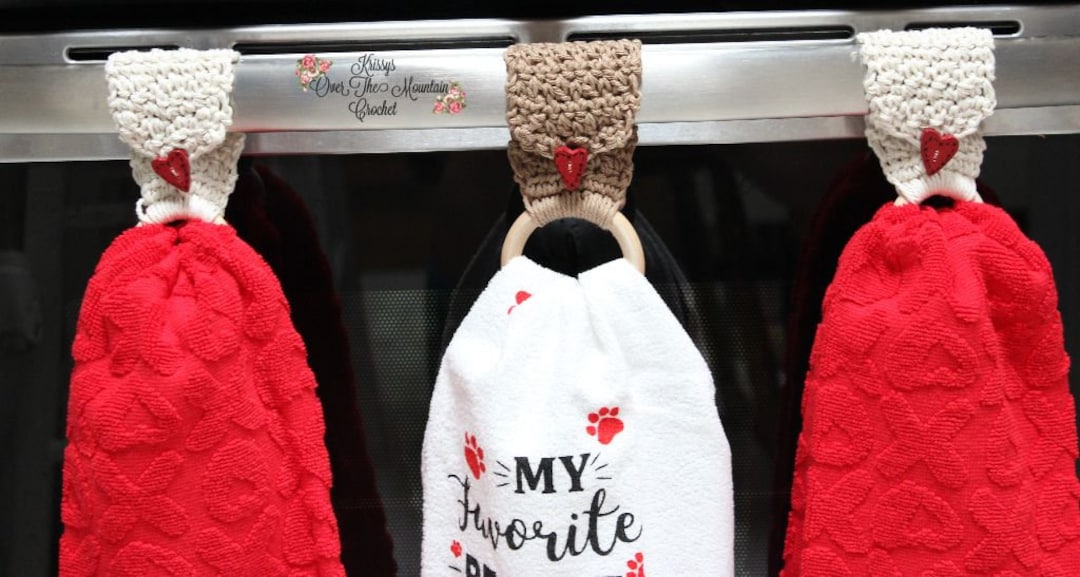 Easy Crochet Towel Ring Pattern - Organic Cotton Yarn - Simple Button ...