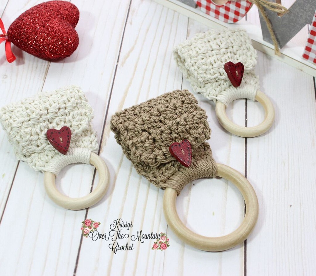 Towel Ring Crochet Pattern - Simple Button Closure Around the Ring ...