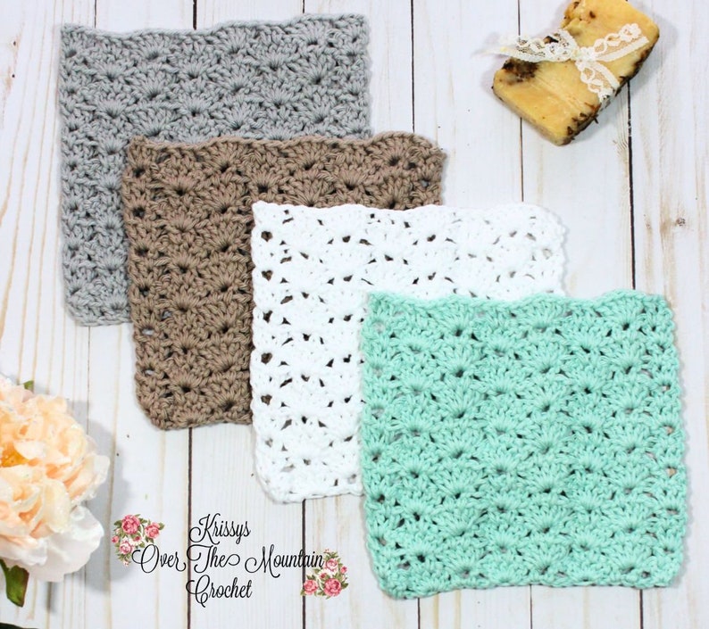 Easy & Fast Crochet Dishcloth Washcloth Shells Stitch - Etsy