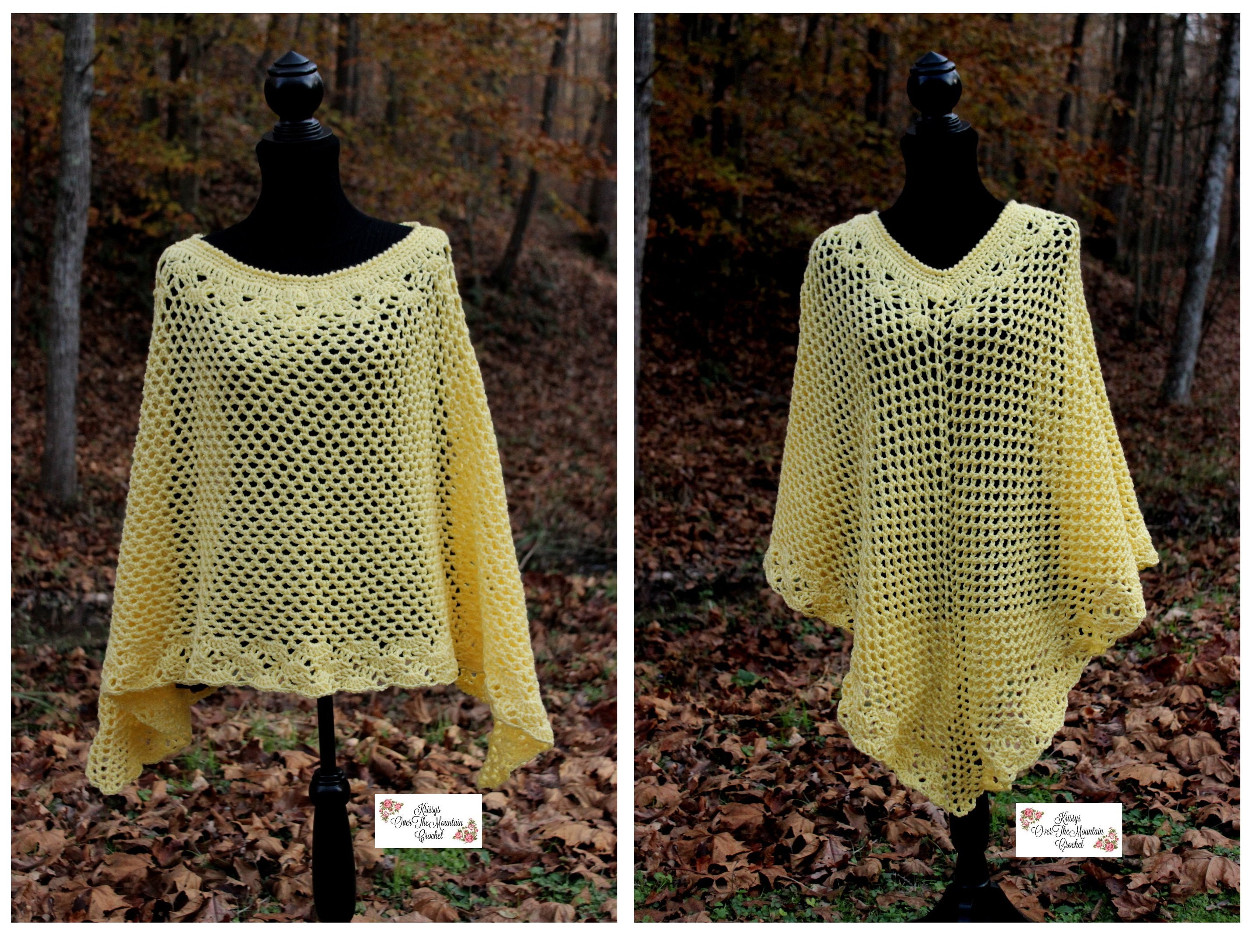 Mesh Poncho Crochet Pattern - Lace Over Brook Poncho - Small to XL - 1x ...