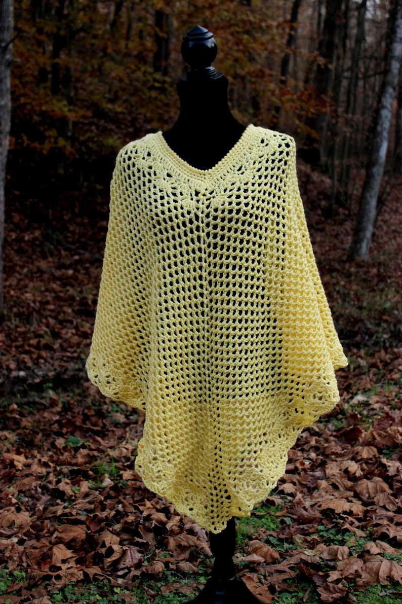 Mesh Poncho Crochet Pattern - Lace Over Brook Poncho - Small to XL - 1x ...