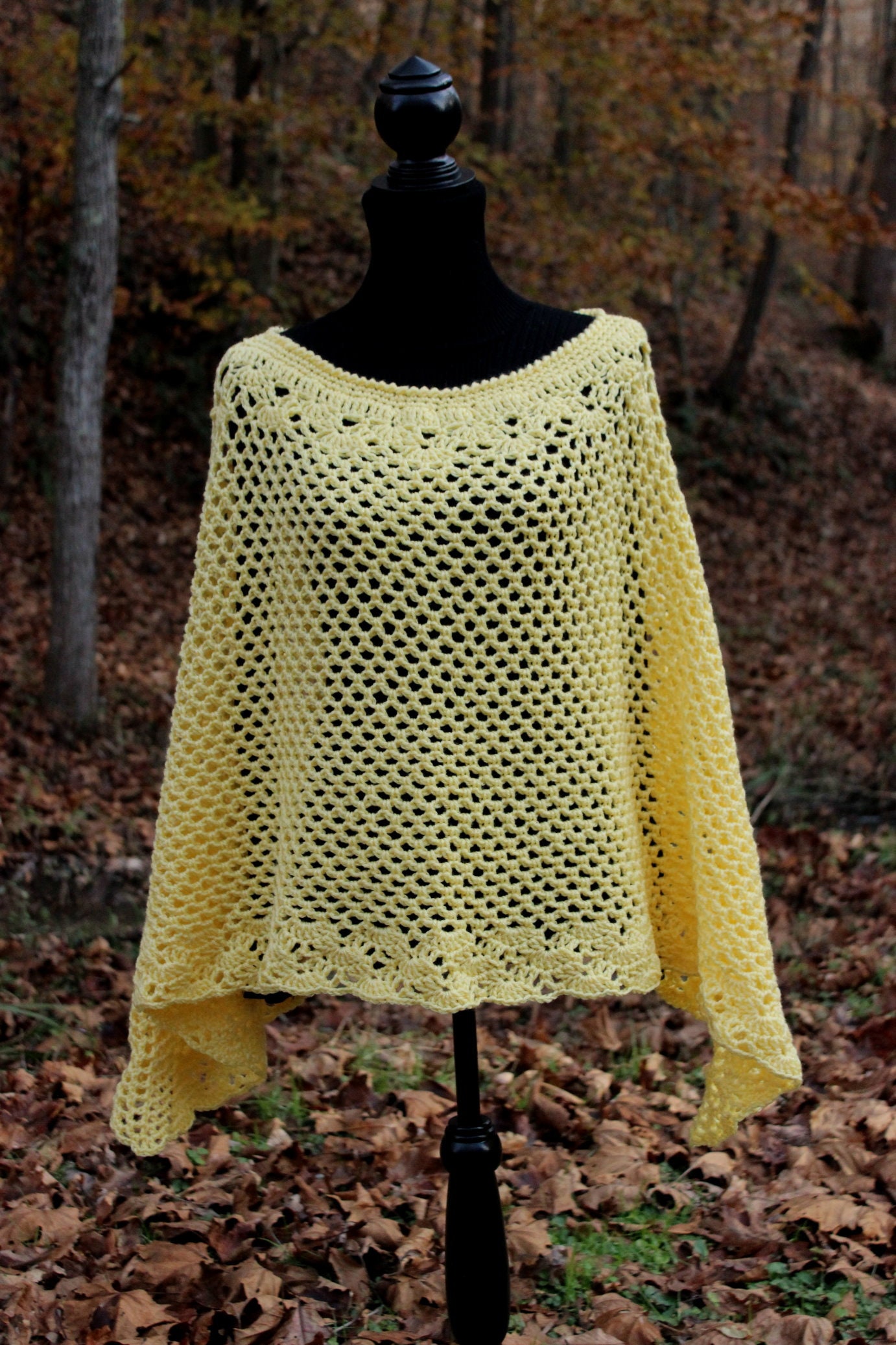 Mesh Poncho Crochet Pattern - Lace Over Brook Poncho - Small to XL - 1x ...