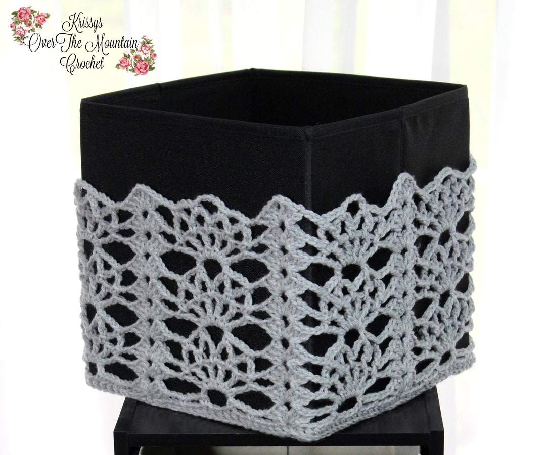 Easy Crochet Pattern for Storage Box - Easy Lace Collapsible Cube Cover ...
