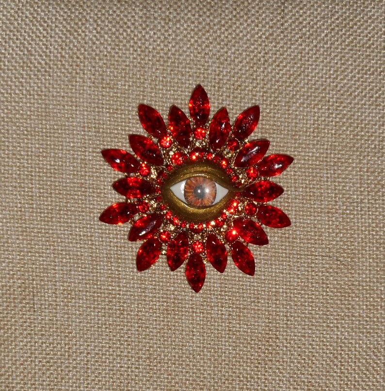 Large Elegant Sparkle Vintage Style Sunburst Rhinestone Crystal Glass ...